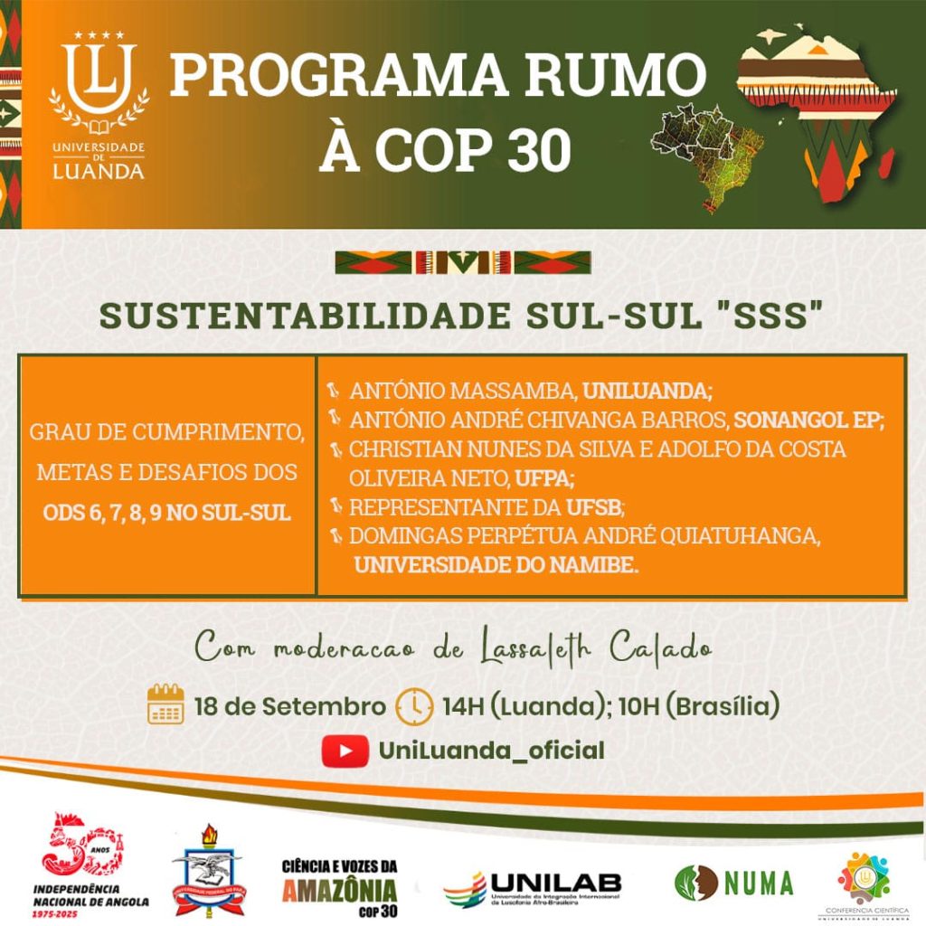 Programa Rumo à COP 30: Sustentabilidade Sul-Sul (Grau de cumprimento ...